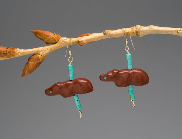 Pipestone Bears Pendant Necklace & Earrings Set – Keshi The Zuni Connection